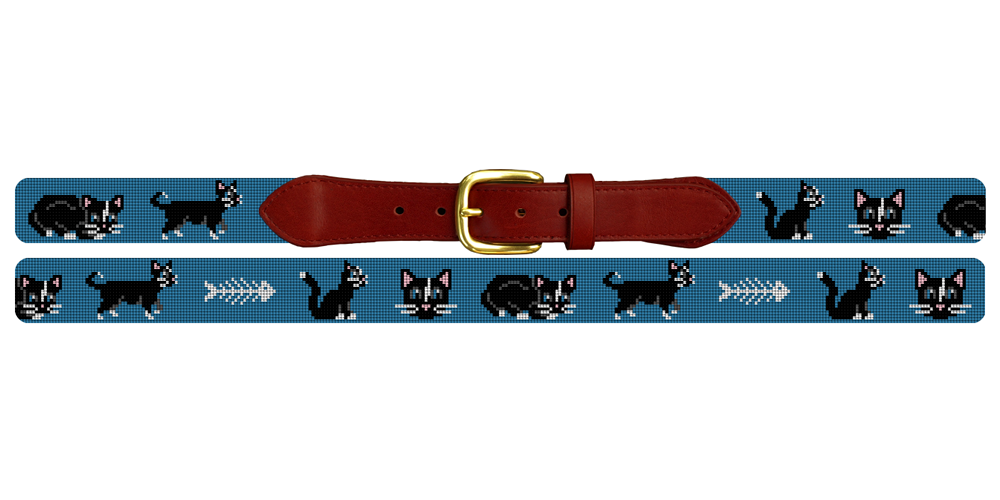 Black Cat Needlepoint Belt - Feline Elegance – Brewster Belt