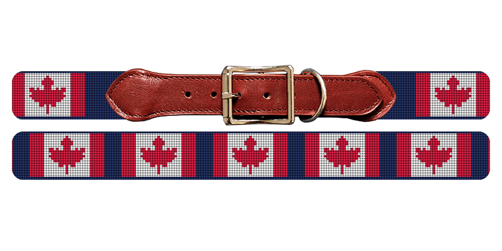 Canada Flag Needlepoint Dog Collar - Patriotic Style – Brewster Belt