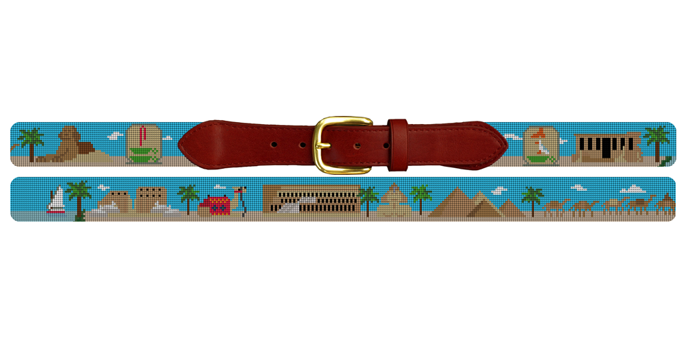 Egyptian Pyramids Needlepoint Belt - Ancient Elegance – Brewster Belt