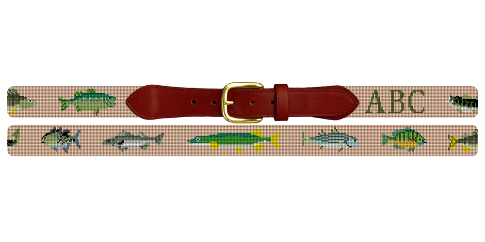 Freshwater Fish Needlepoint Belt - Angler’s Delight – Brewster Belt