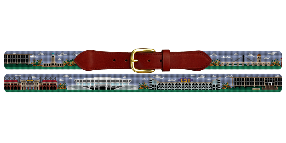 Baton Rouge Louisiana Landscape Needlepoint Belt – Brewster Belt