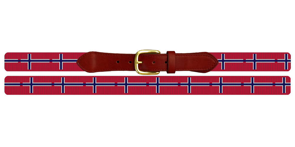 Norway Flag Needlepoint Belt - Patriotic Elegance – Brewster Belt