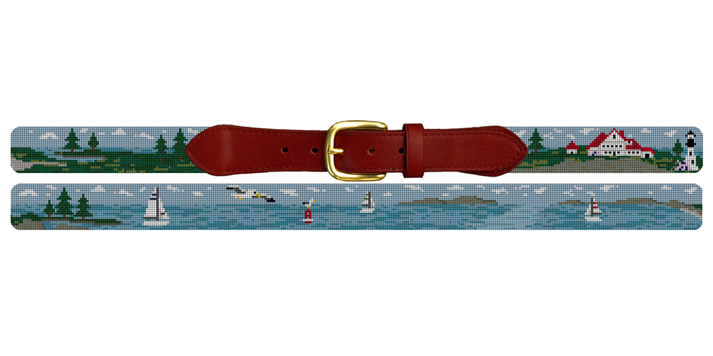 Sailing Landscape Needlepoint Belt | Serene Ocean Accessory – Brewster Belt