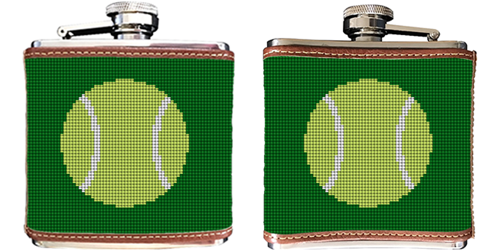 Tennis Ball Needlepoint Flask - Sporty Elegance – Brewster Belt