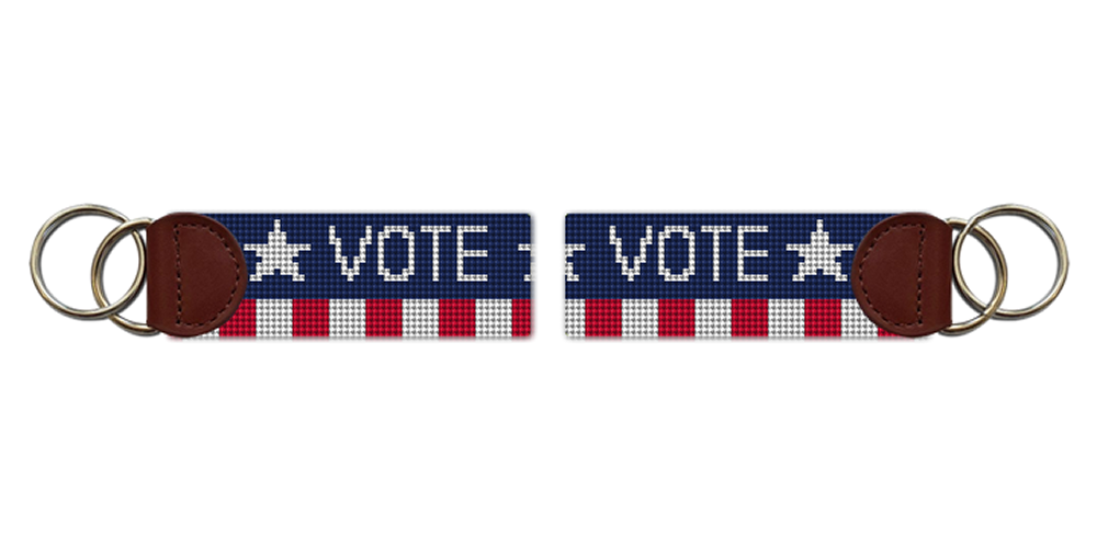 Vote Red White and Blue Needlepoint Key Fob – Brewster Belt