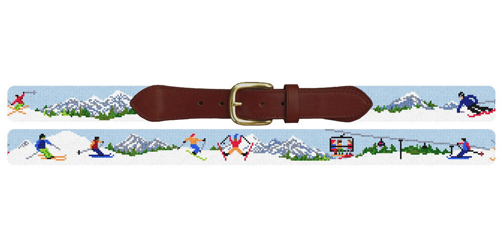 Alpine Skiing Needlepoint Belt - Winter Adventure – Brewster Belt