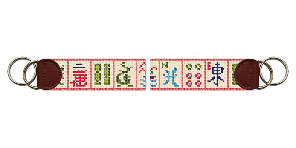 Mahjong Rose Needlepoint Key Fob - Game Lover’s Charm – Brewster Belt